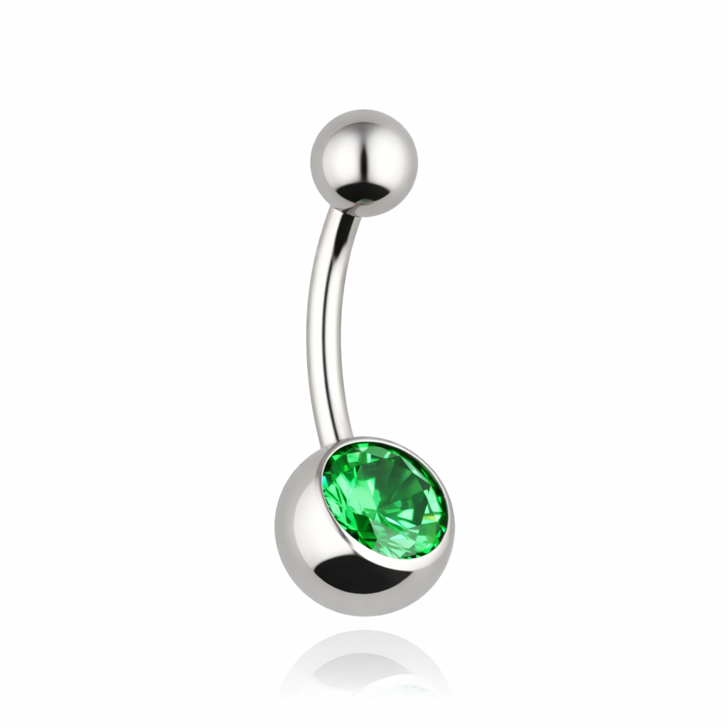 Titanium Belly button ring sea zirconia - TPP-010 | CrazyNeedles.eu